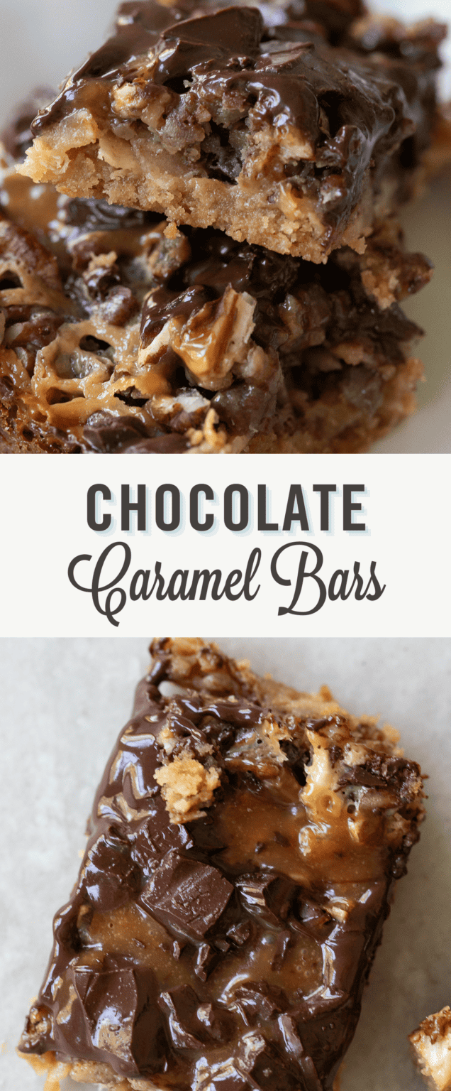 Gooey Chocolate Caramel Bars with Kahlúa - Sugar and Charm