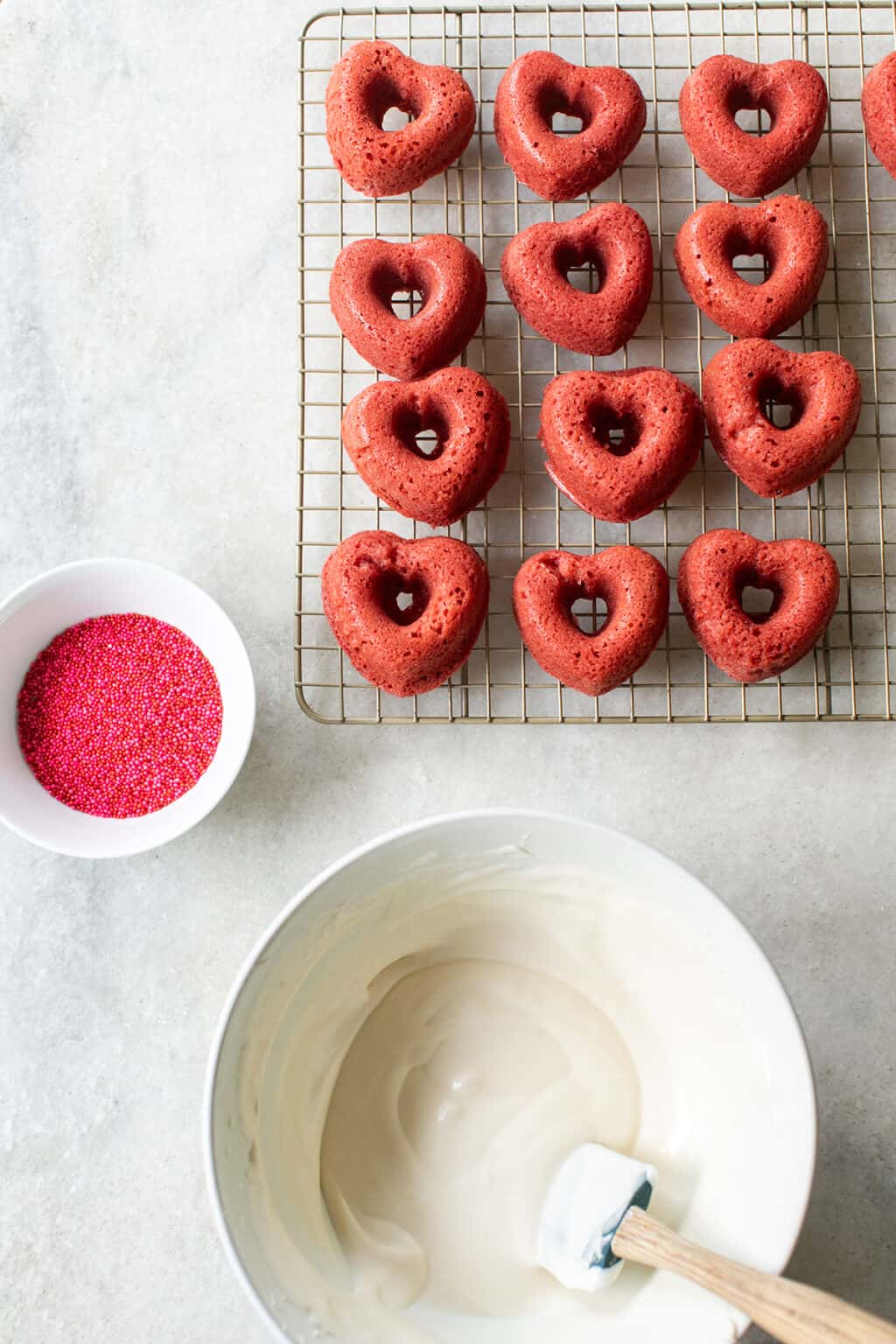 Baked Red Velvet Donuts with Cream Cheese Glaze - Sugar and Charm