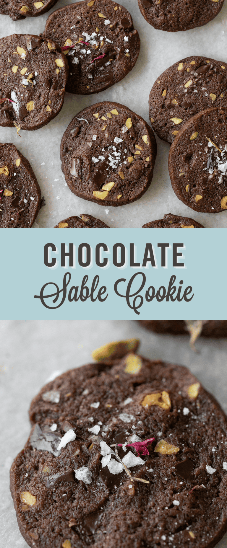 Chocolate Sable Cookies with Pistachios - Sugar and Charm