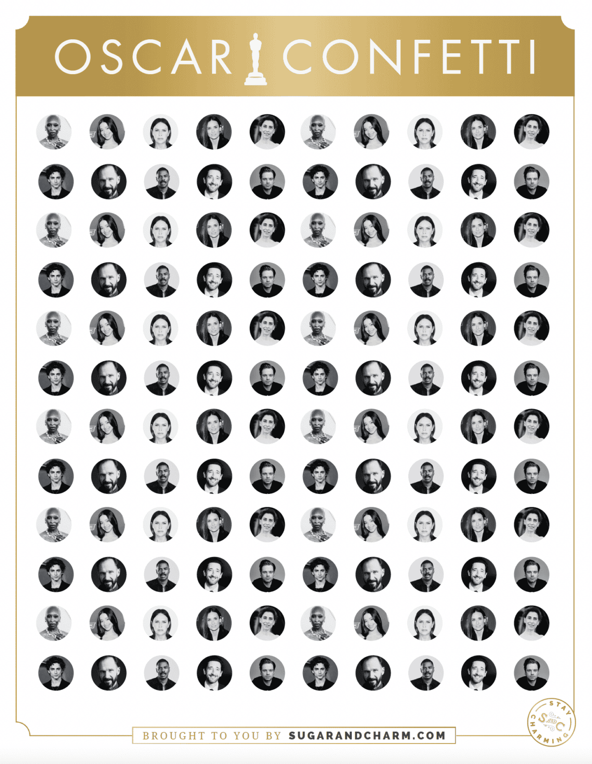 2025 Printable Oscar Ballot and Confetti - Sugar and Charm